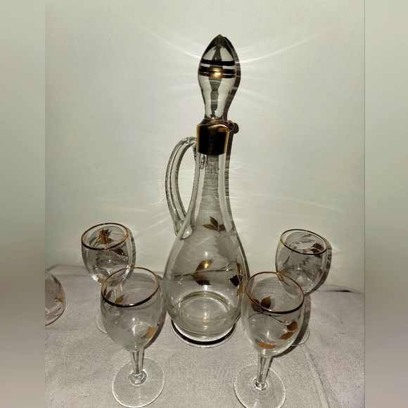 Dining | Vintage Romanian Crystal Decanter Glasses Setetched Crystal ...